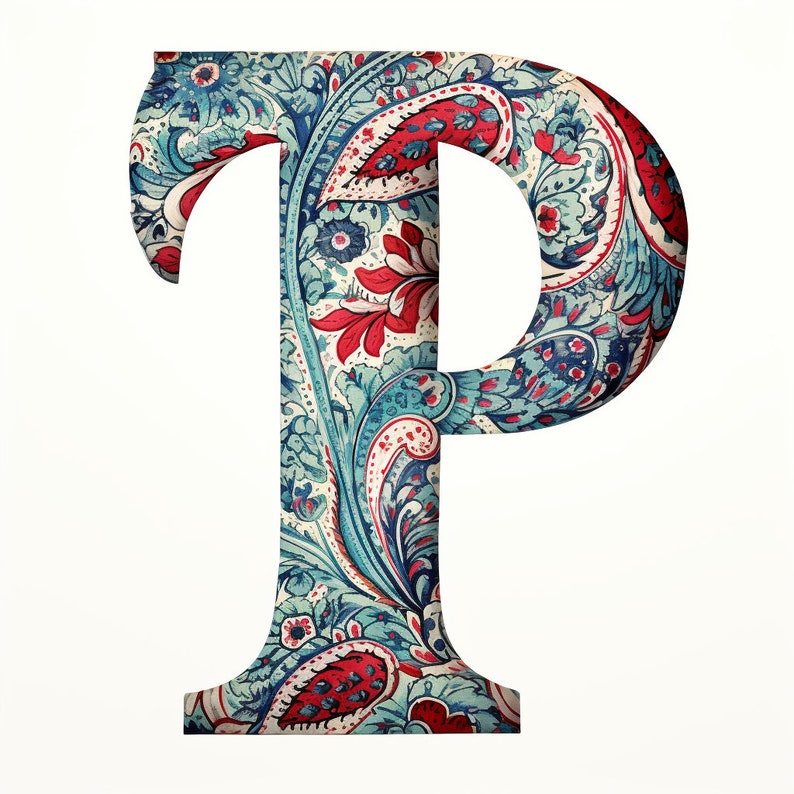 Paisley Letter P Transparent Letter Graphic Printable Art, Aesthetic ...