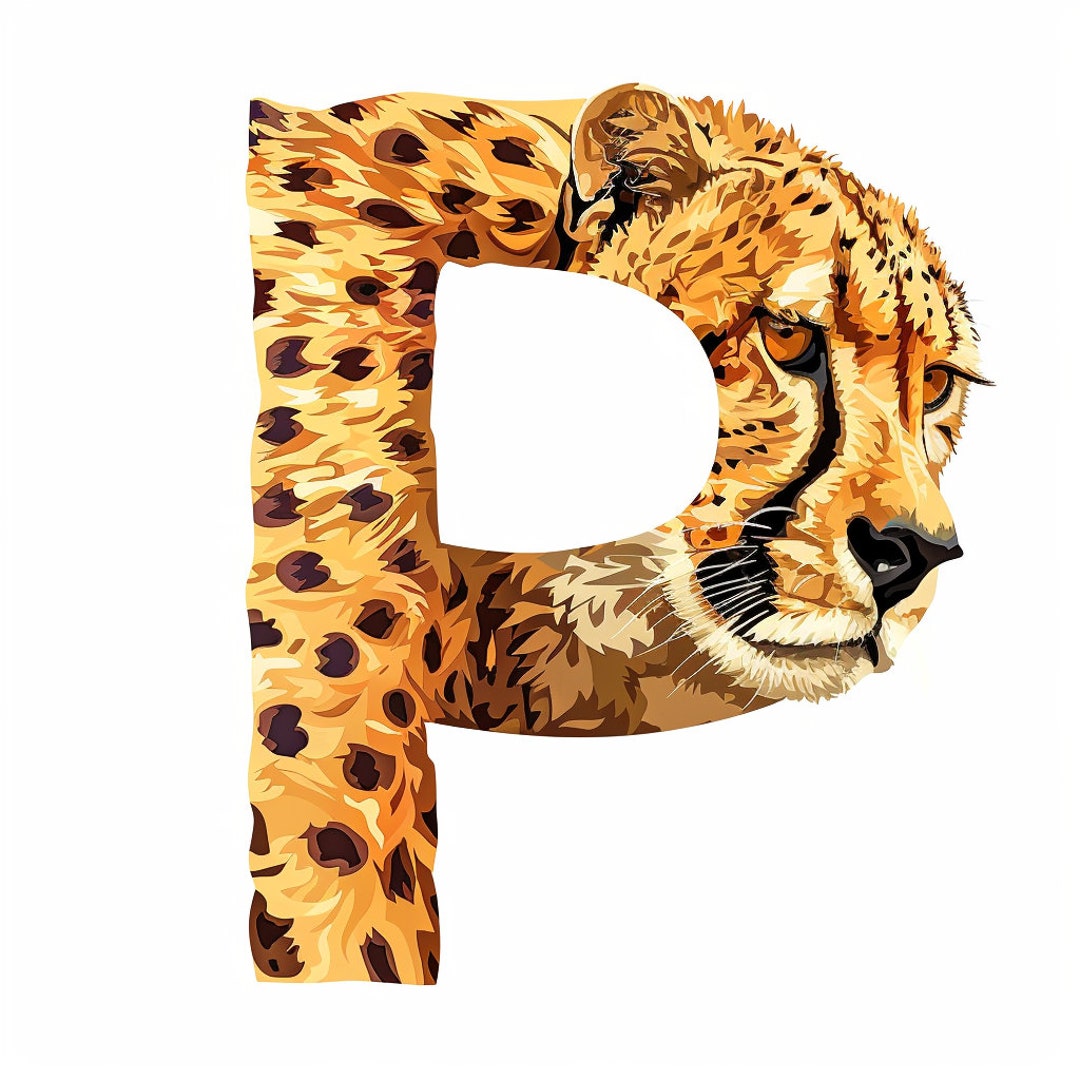 Cheetah Letter P Transparent Letter Graphic Printable Art, Aesthetic ...