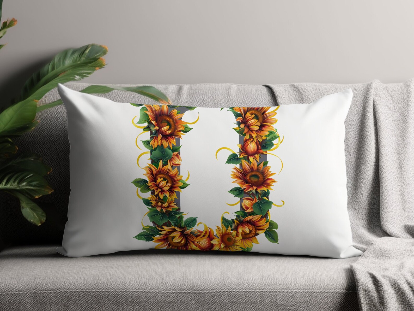 Sunflowers Letter U Transparent Letter Graphic Printable Art, Aesthetic ...