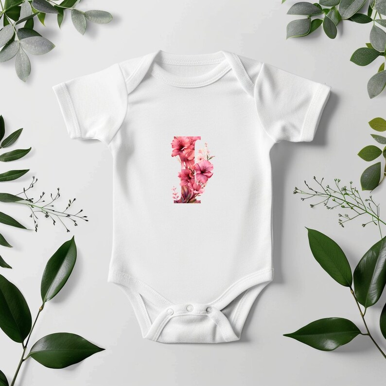 Pink Floral Letter I Transparent Letter Graphic Printable Art ...