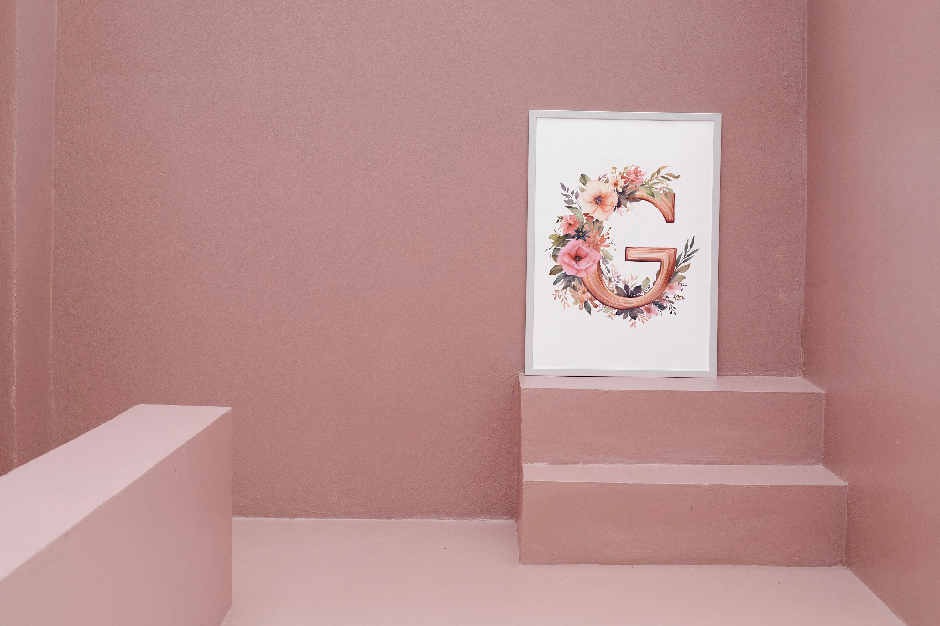 Rose Gold Floral Letter G Graphic Transparent Letter Graphic Printable ...