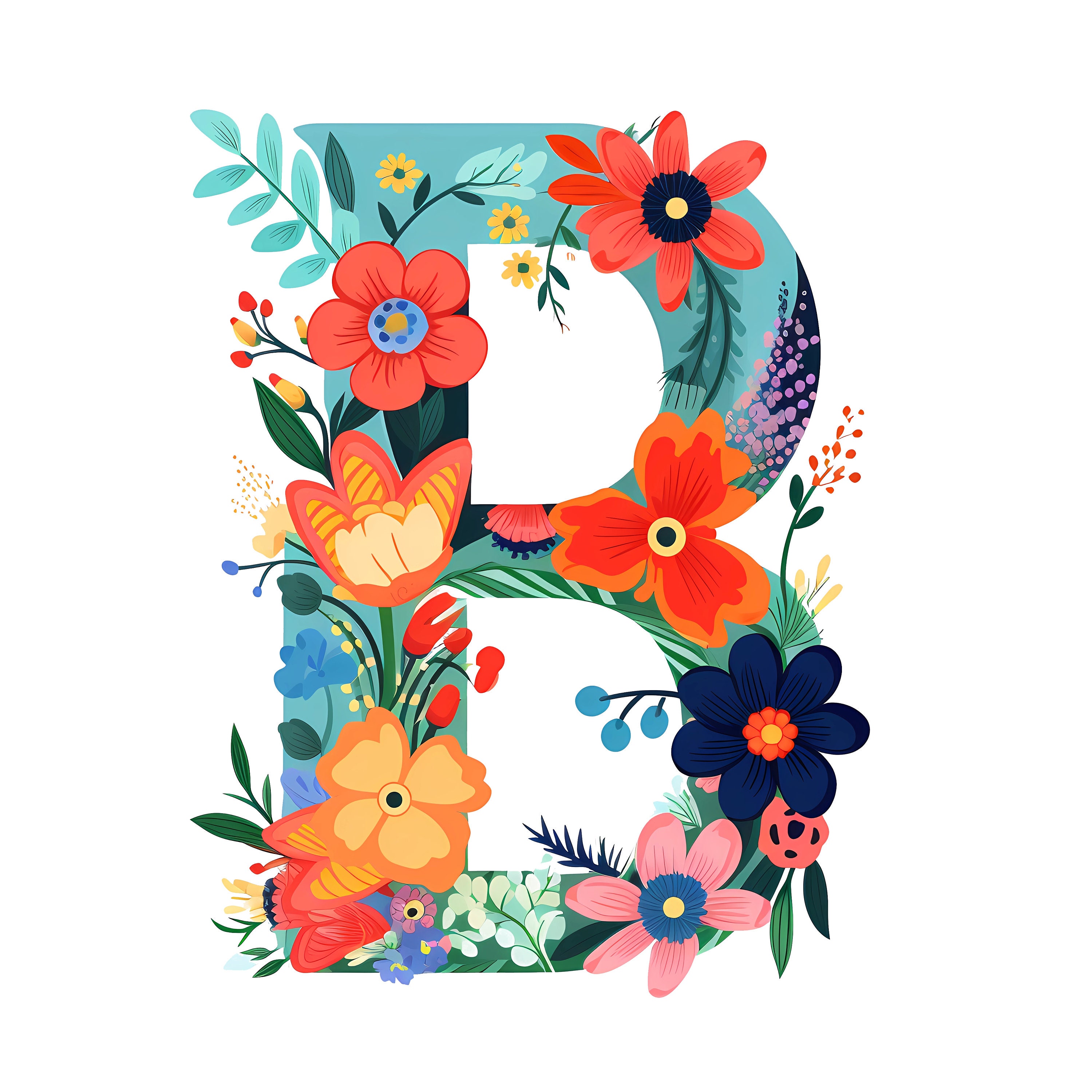 Floral Letter B Graphic Transparent Letter Graphic Printable Art ...