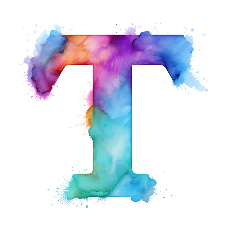 Tie Dye Letter T Graphic Transparent Letter Graphic Printable Art ...