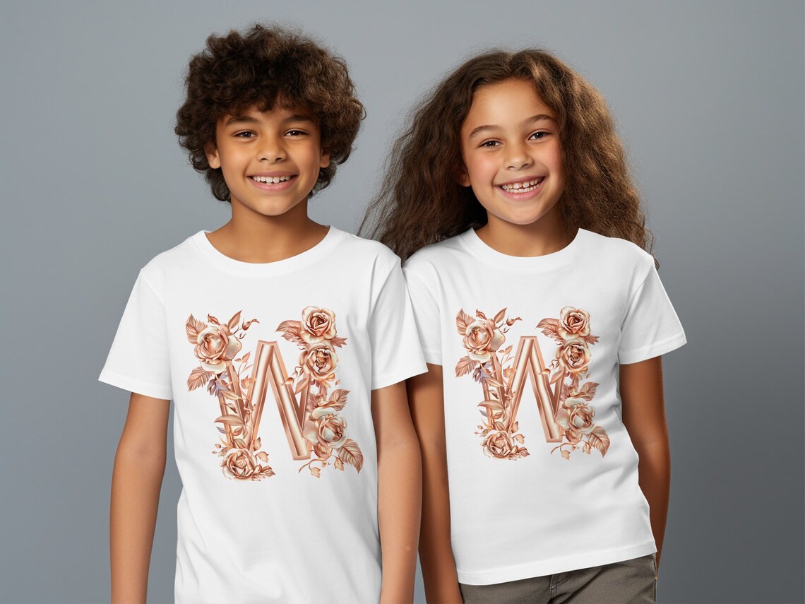 Rose Gold Floral Letter W Transparent Letter Graphic Printable Art ...