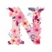 Pink Floral Letter N Transparent Letter Graphic Printable Art ...