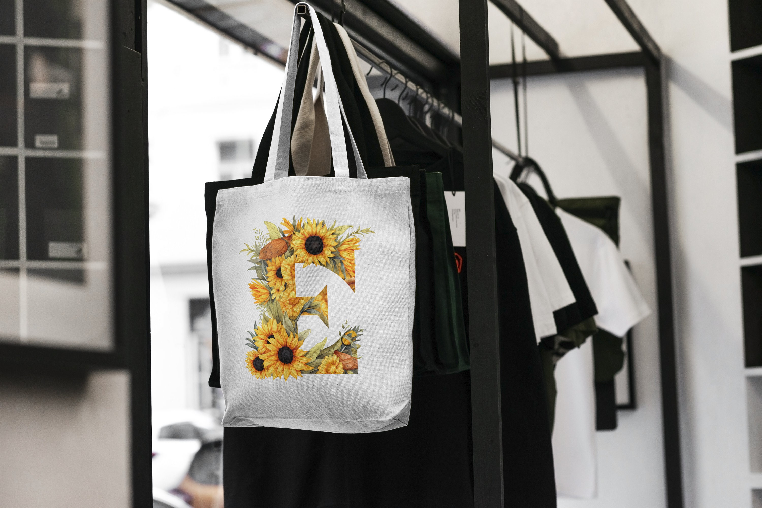 Sunflowers Letter E Graphic Transparent Letter Graphic Printable Art ...