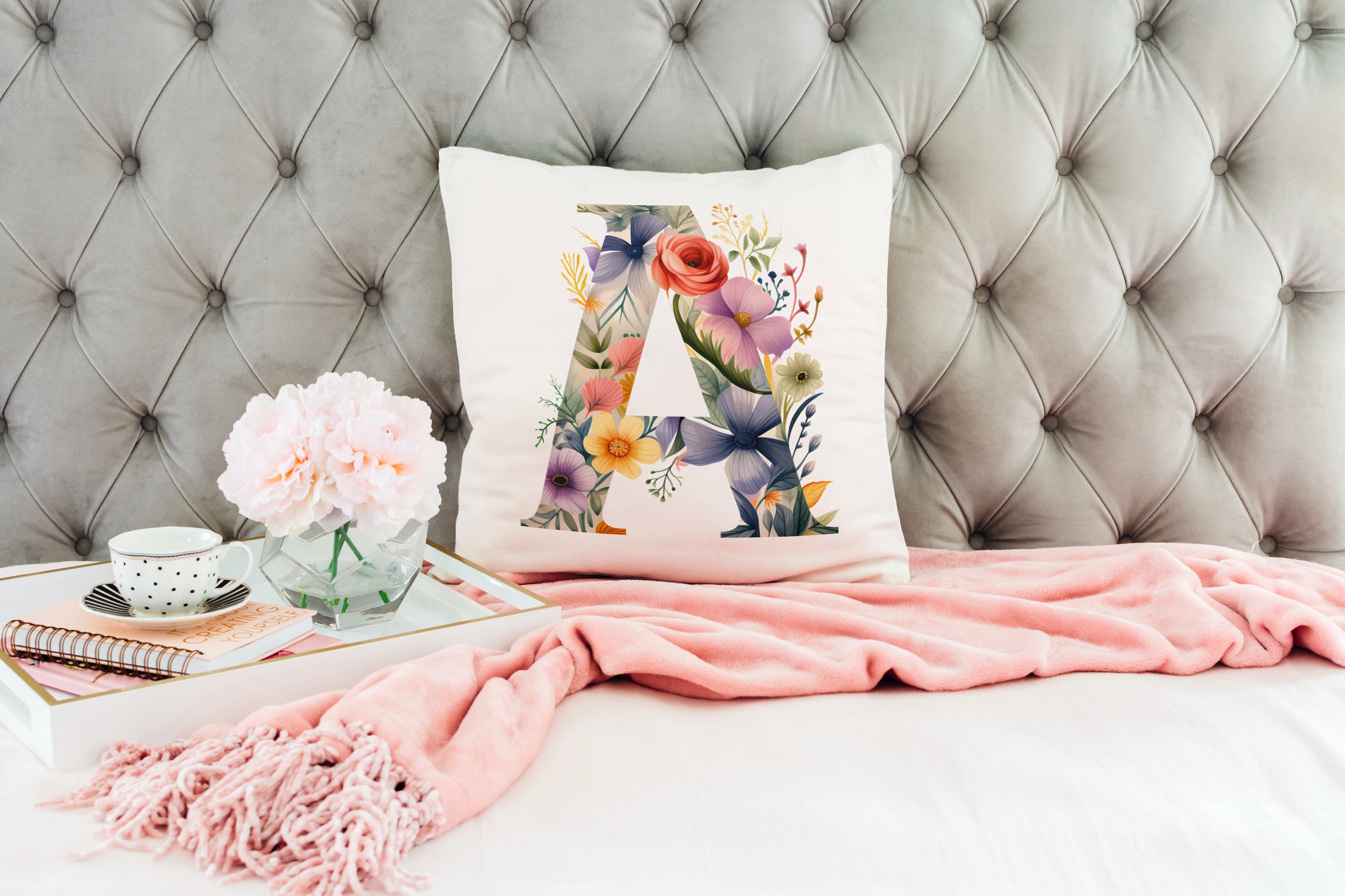 Colorful Floral Letter A Graphic Transparent Letter Graphic Printable ...