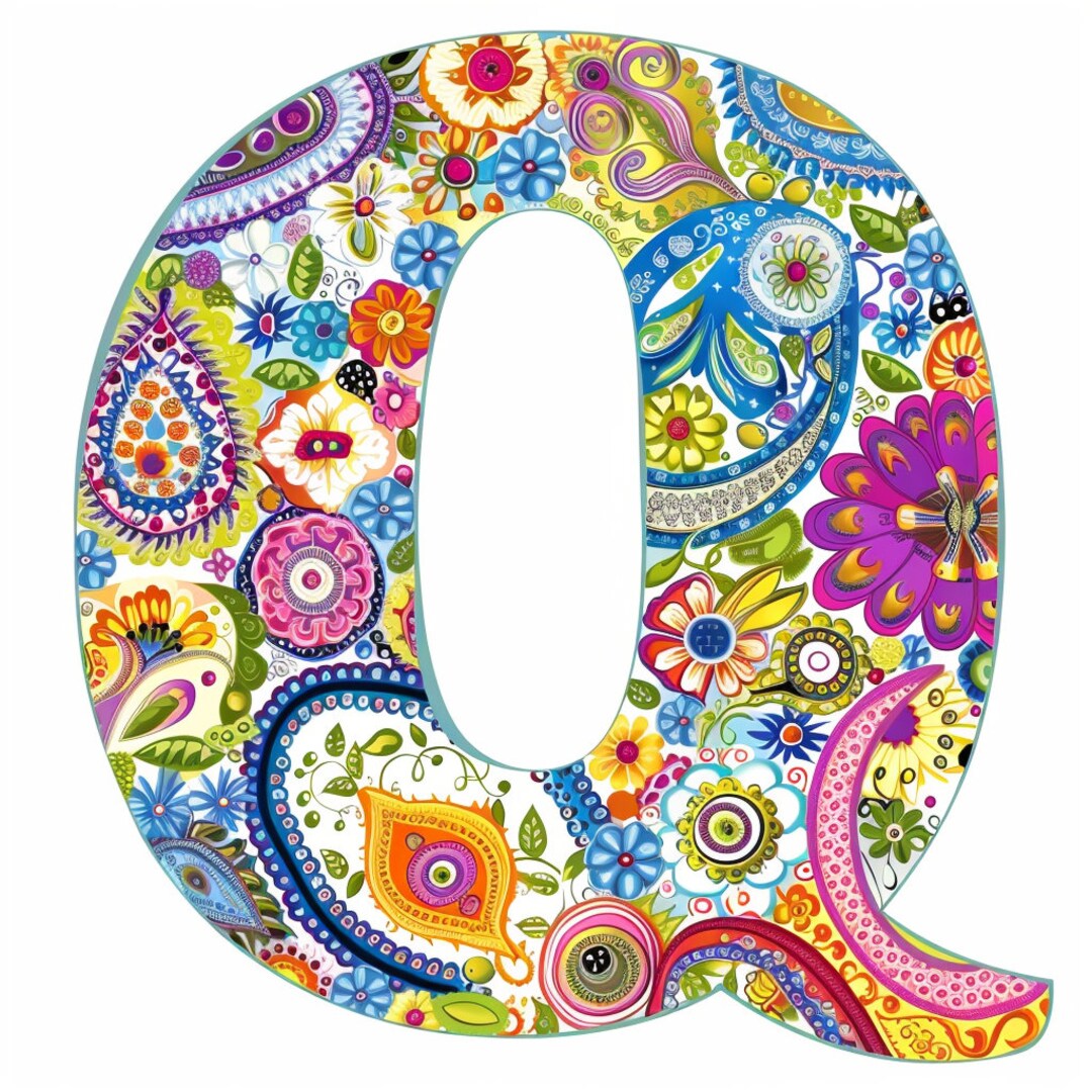 Paisley Print Letter Q Transparent Letter Graphic Printable Art ...