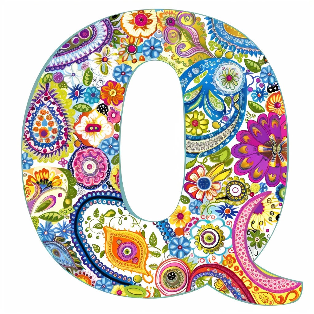 Paisley Print Letter Q Transparent Letter Graphic Printable Art ...