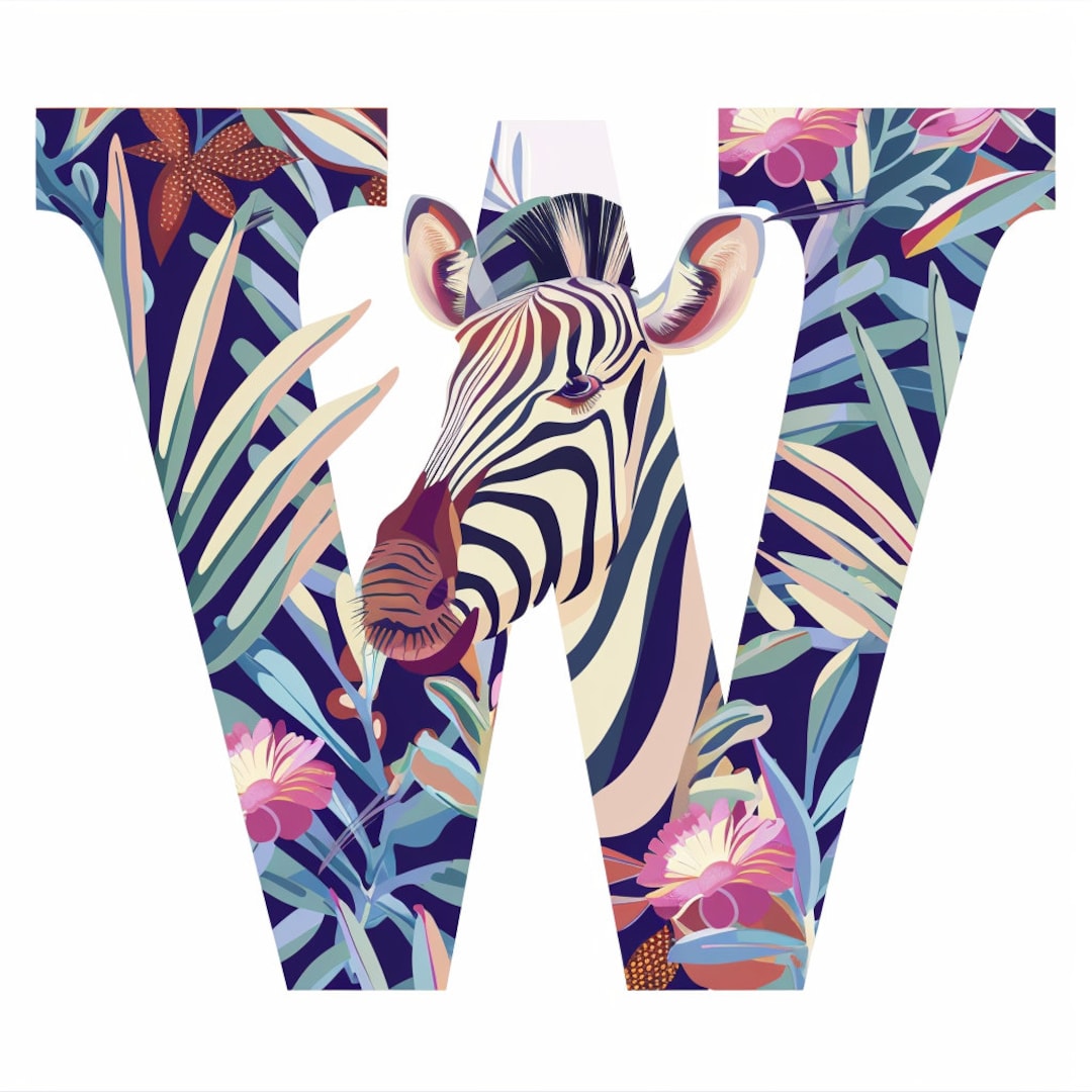 Zebra Letter W Transparent Letter Graphic Printable Art, Aesthetic ...