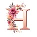 Rose Gold Floral H Graphic Transparent Letter Graphic Printable Art ...