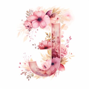 Pink Floral Letter J Transparent Letter Graphic Printable Art ...