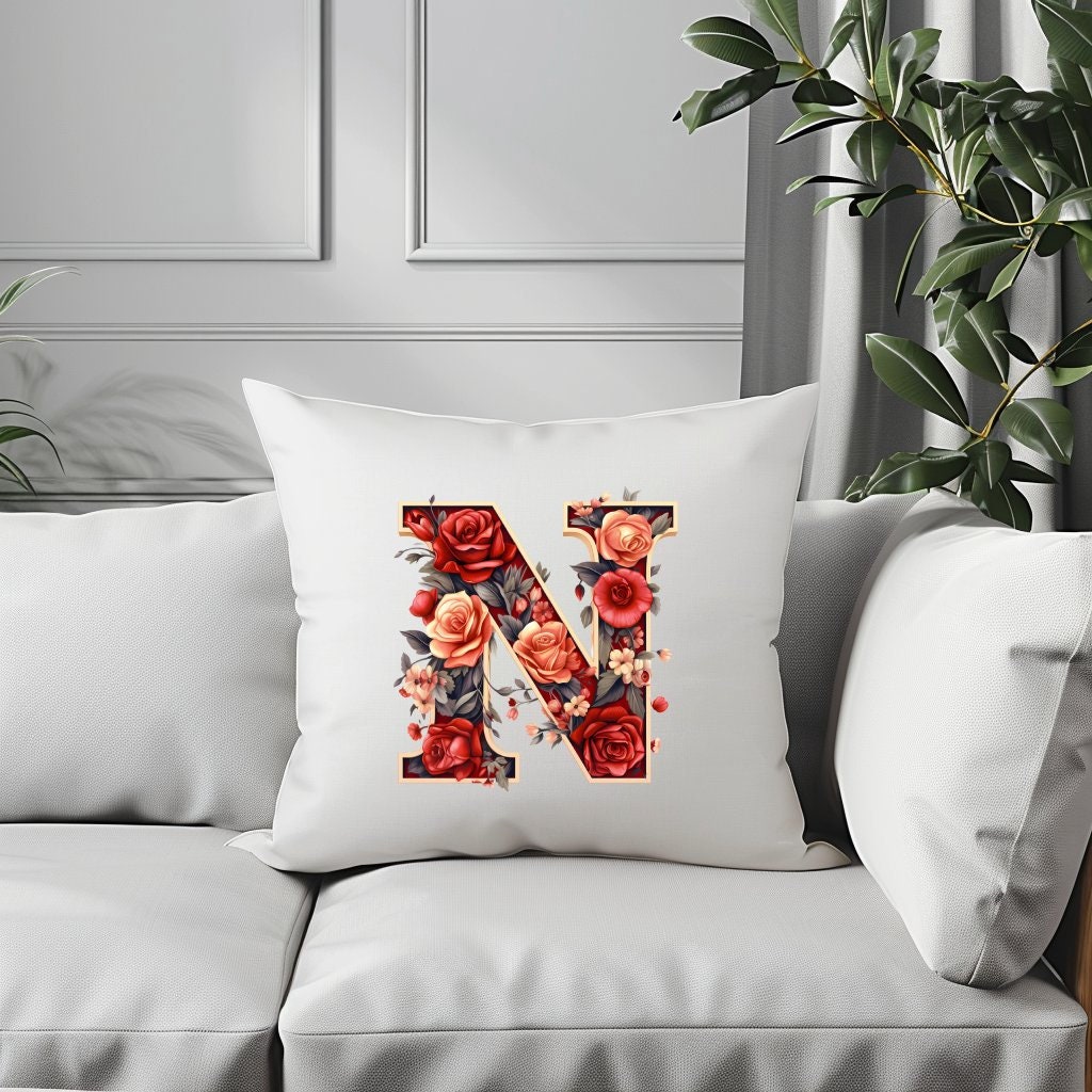 Red Roses Letter N Transparent Letter Graphic Printable Art, Aesthetic ...