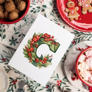 Christmas Holly Letter C Graphic Transparent Letter Graphic Printable ...