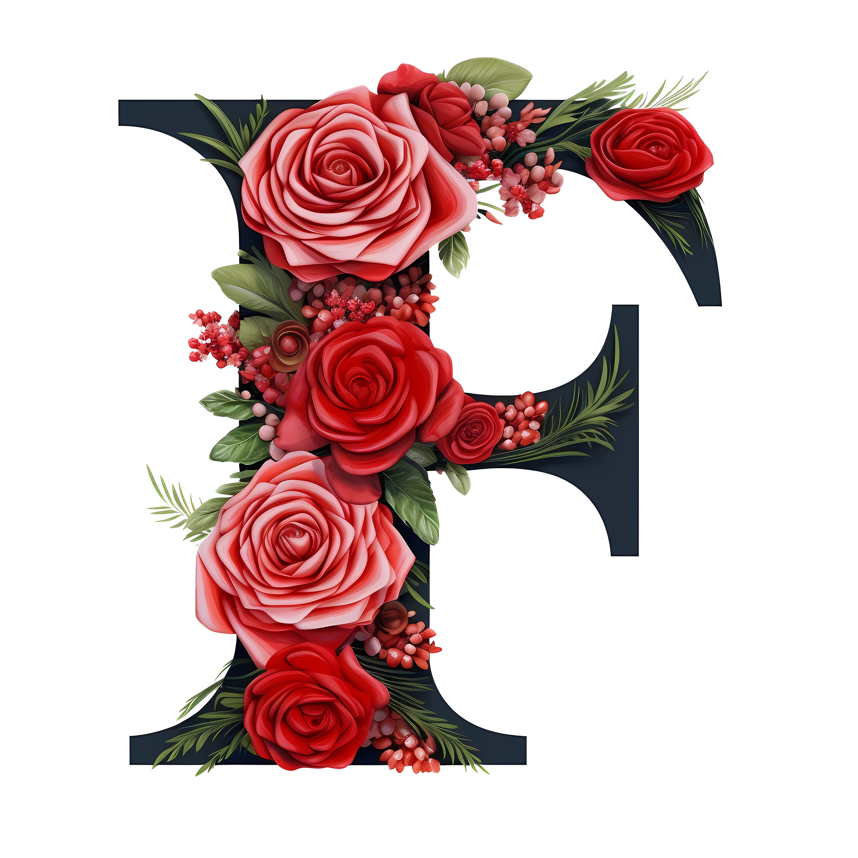 Red Roses Letter F Graphic Transparent Letter Graphic Printable Art ...