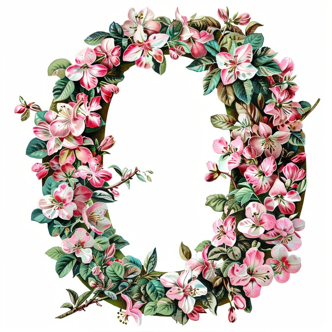 Pink Floral Letter O Transparent Letter Graphic Printable Art ...