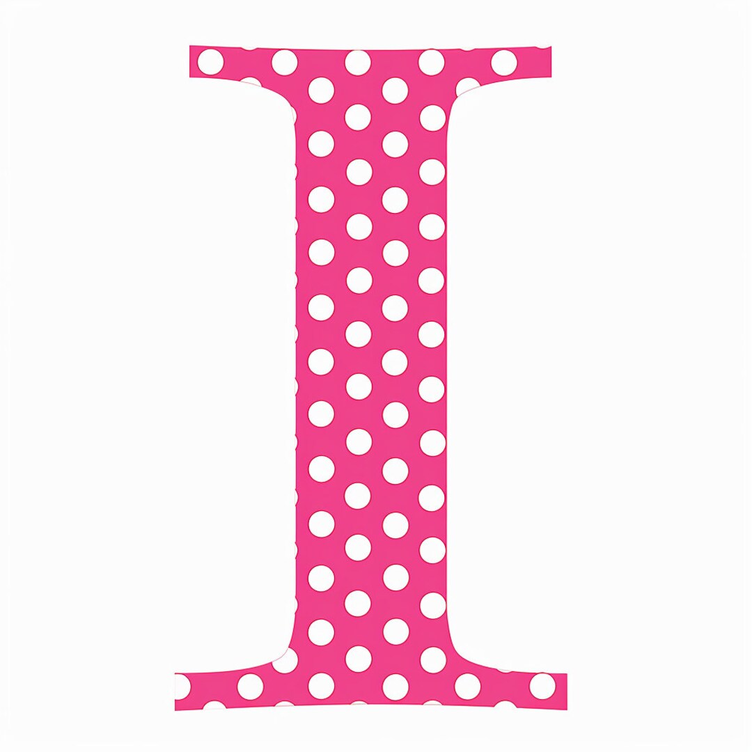 Pink Polka Dot Letter I Transparent Letter Graphic Printable Art ...