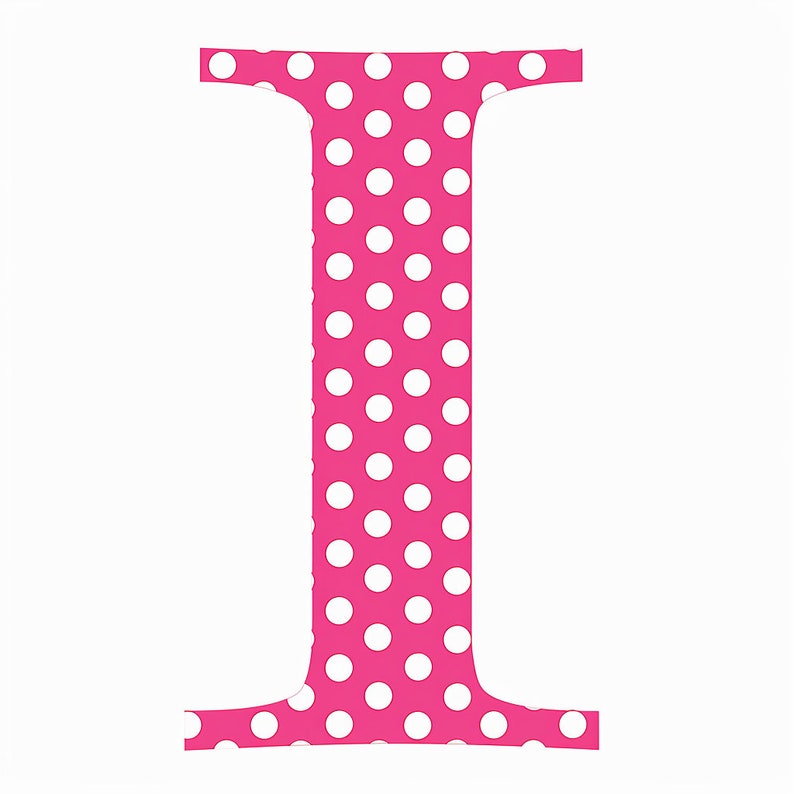 Pink Polka Dot Letter I Transparent Letter Graphic Printable Art ...