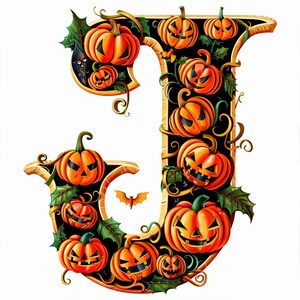 Haunted Halloween Letter J Transparent Letter Graphic Printable Art ...