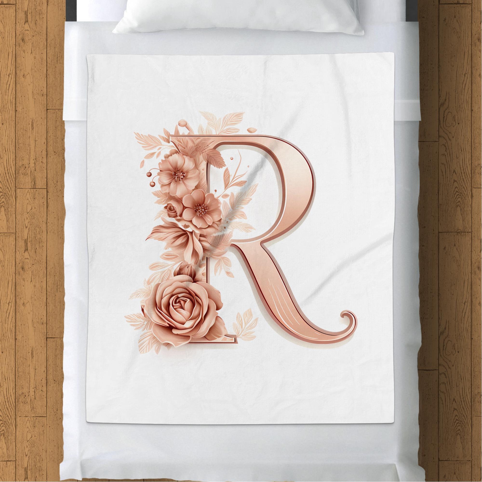 Rose Gold Floral Letter R Transparent Letter Graphic Printable Art ...