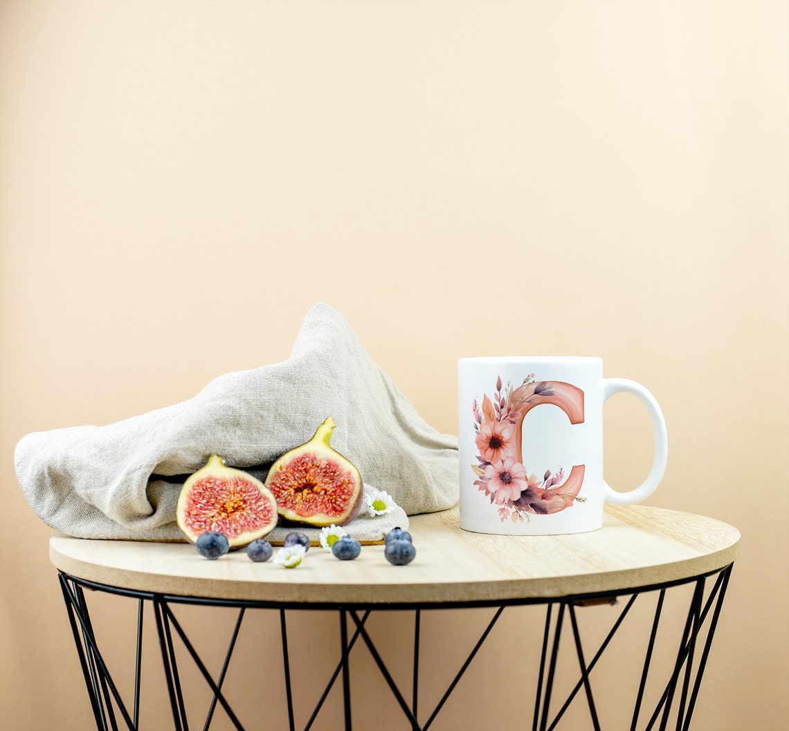 Rose Gold Floral Letter C Graphic Transparent Letter Graphic Printable ...