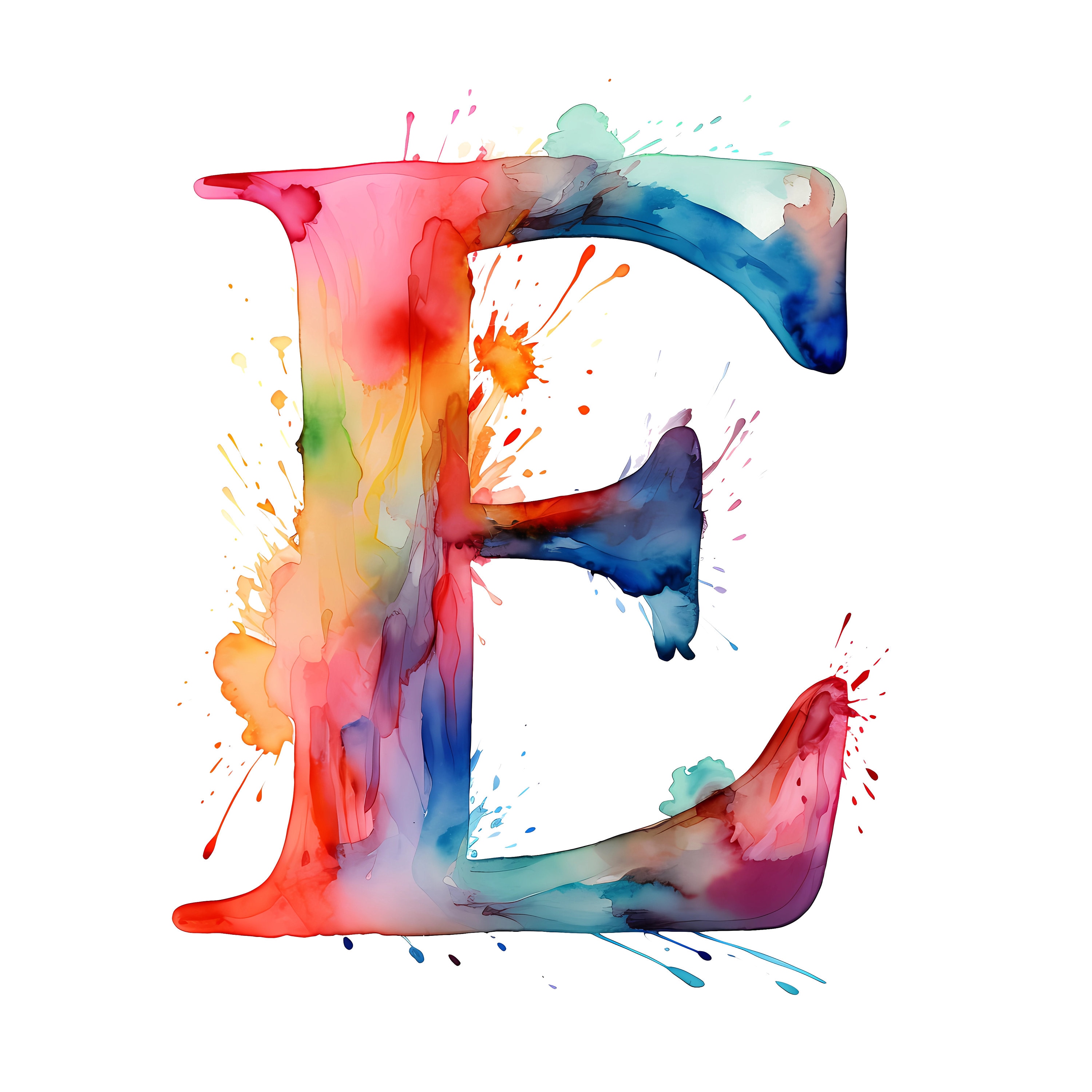 Tie Dye Letter E Graphic Transparent Letter Graphic Printable Art ...