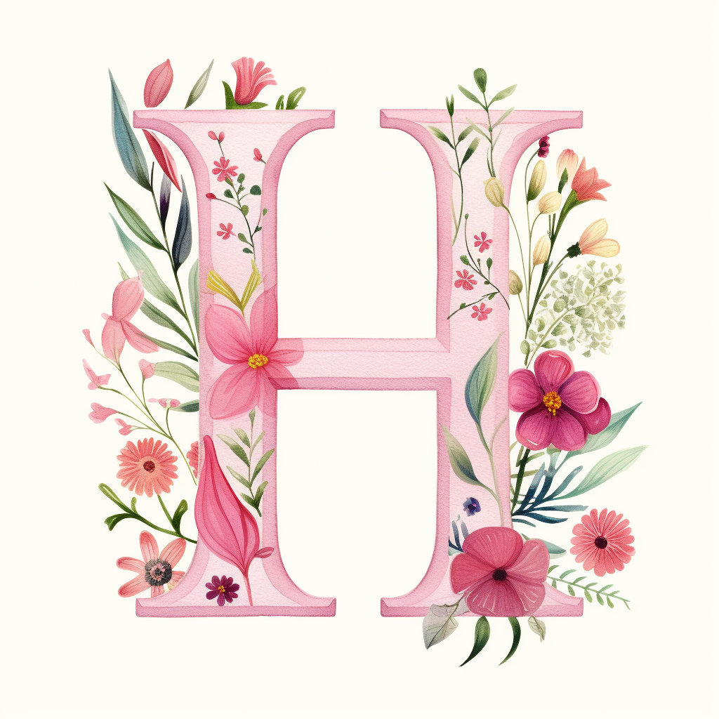 Pink Floral Letter H Transparent Letter Graphic Printable Art ...