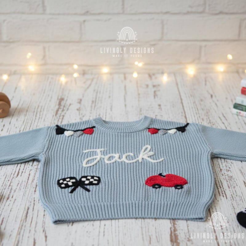 Race Car Toddler Sweater - Etsy