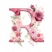 Pink Floral Letter R Transparent Letter Graphic Printable Art ...