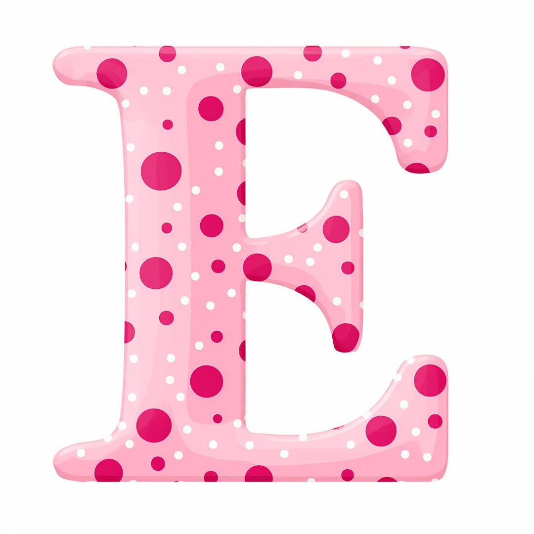 Pink Polka Dot Letter E Transparent Letter Graphic Printable Art ...