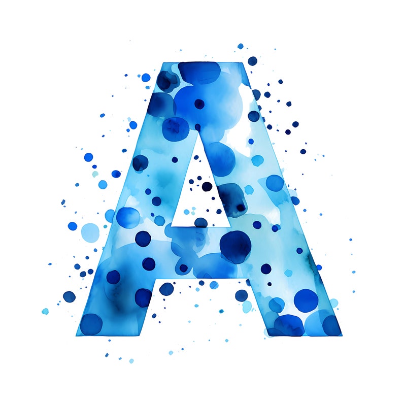 Blue Polka Dot Letter A Graphic Transparent Letter Graphic Printable ...