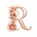 Rose Gold Floral Letter R Transparent Letter Graphic Printable Art ...