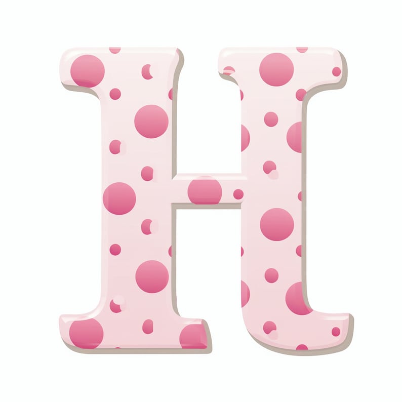 Pink Polka Dot Letter H Transparent Letter Graphic Printable Art ...