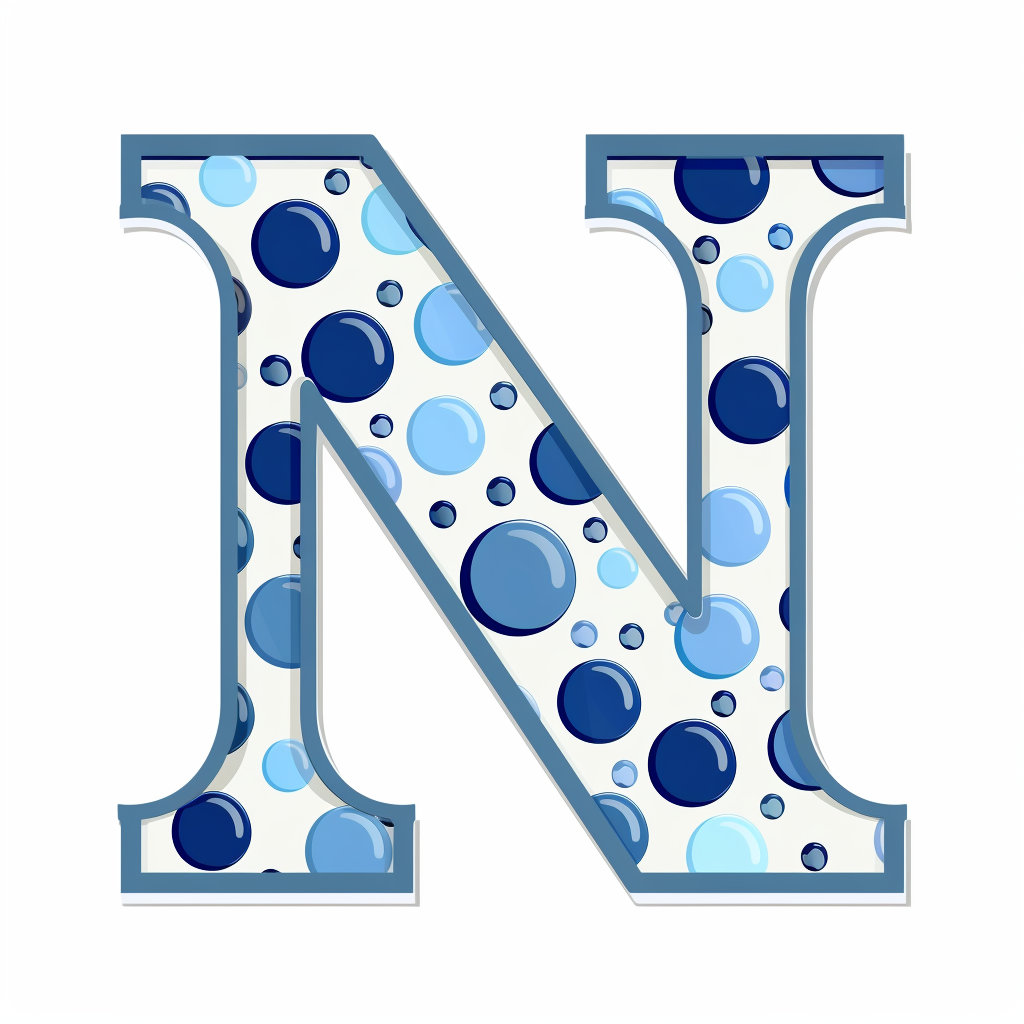 Blue Polka Dot Letter N Transparent Letter Graphic Printable Art ...
