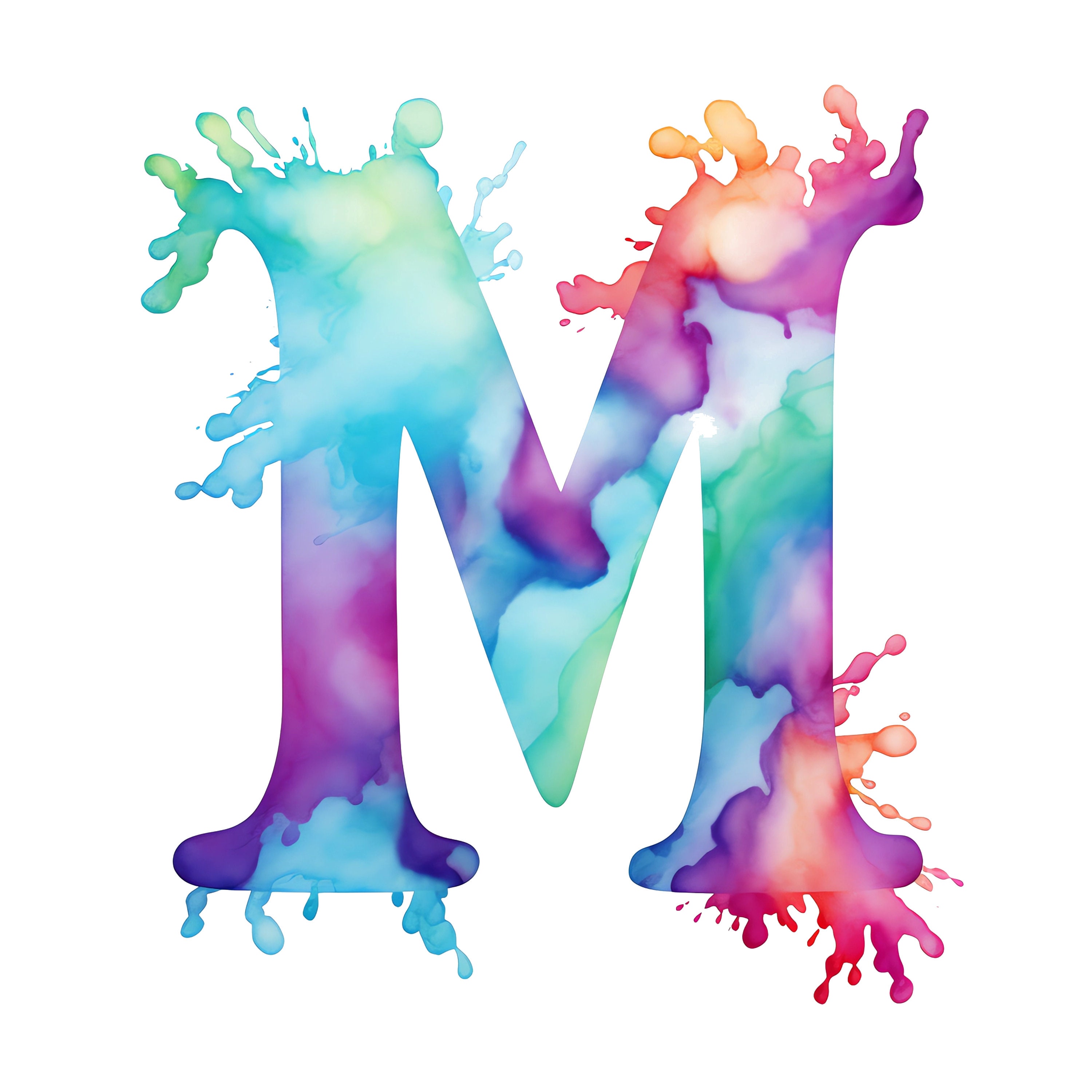Tie Dye Letter M Graphic Transparent Letter Graphic Printable Art ...