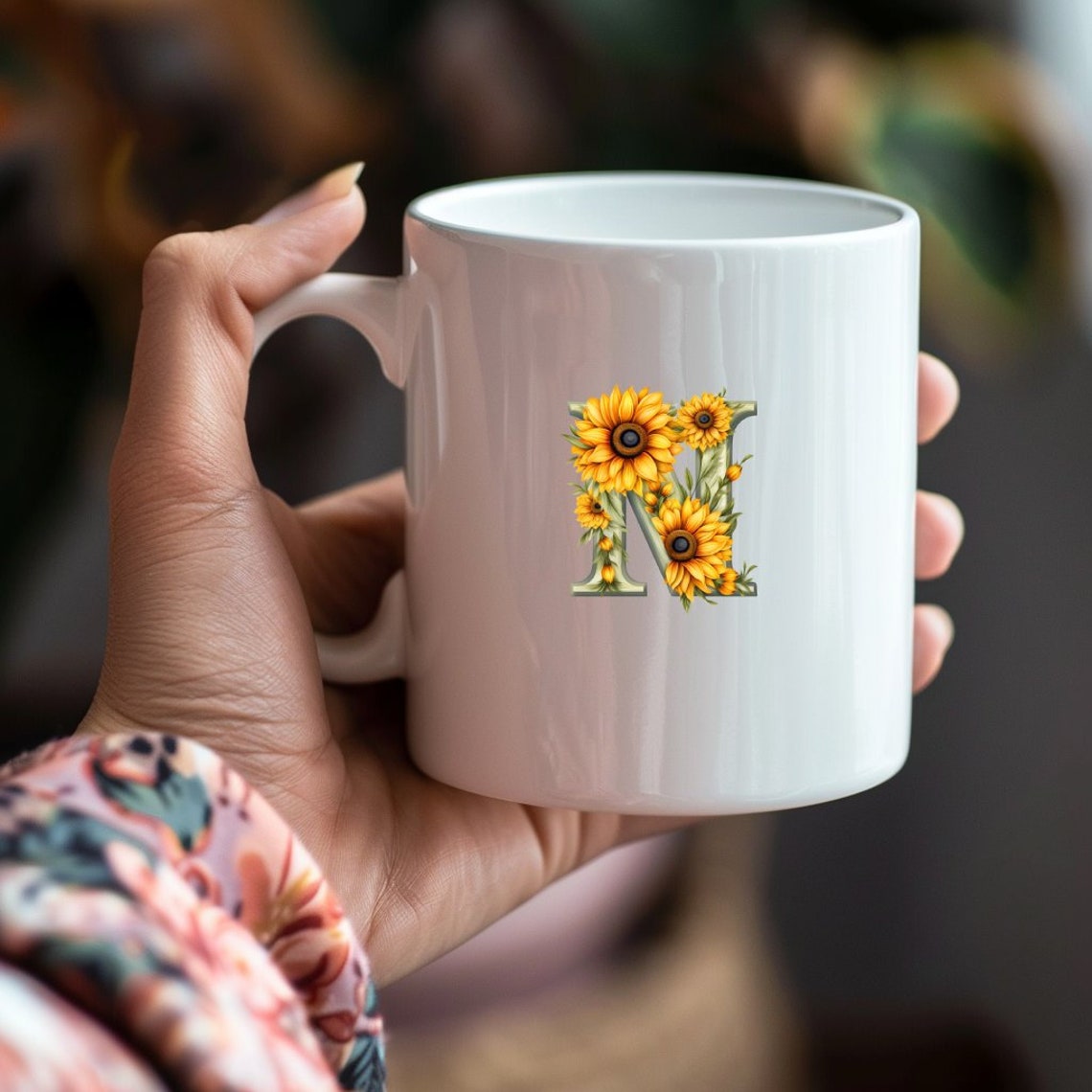 Sunflowers Letter N Transparent Letter Graphic Printable Art, Aesthetic ...