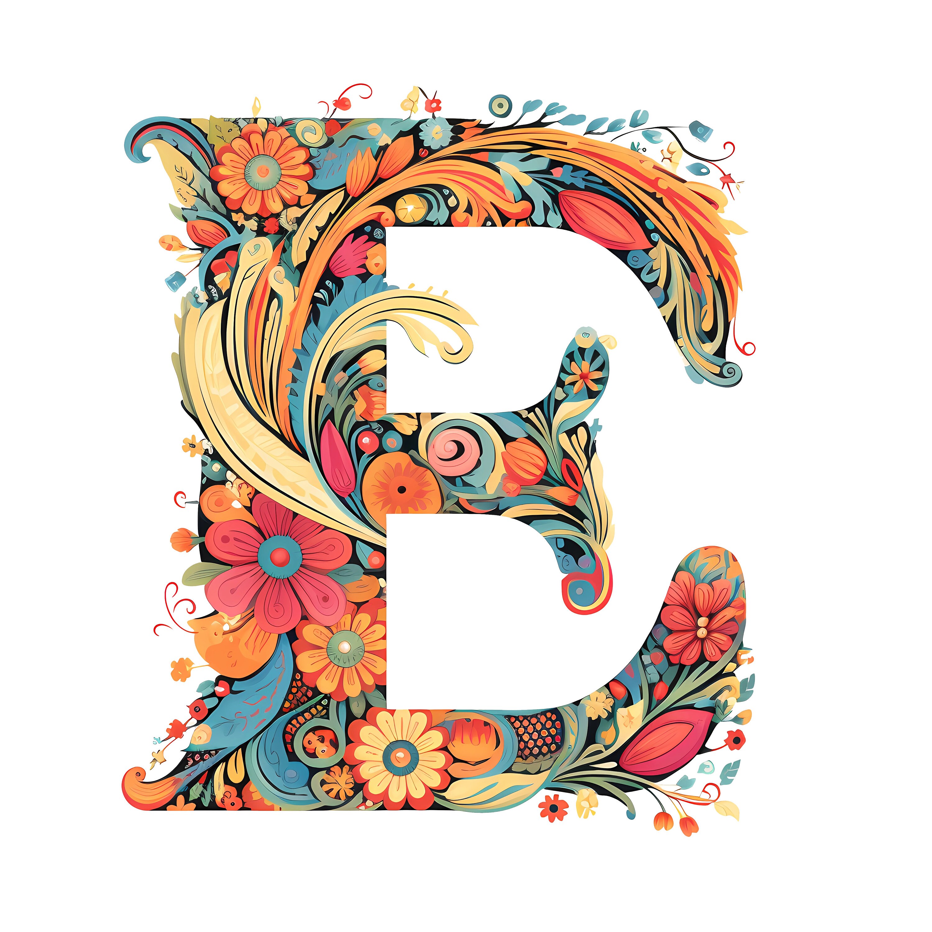 Paisley Print Letter E Graphic Transparent Letter Graphic Printable Art ...