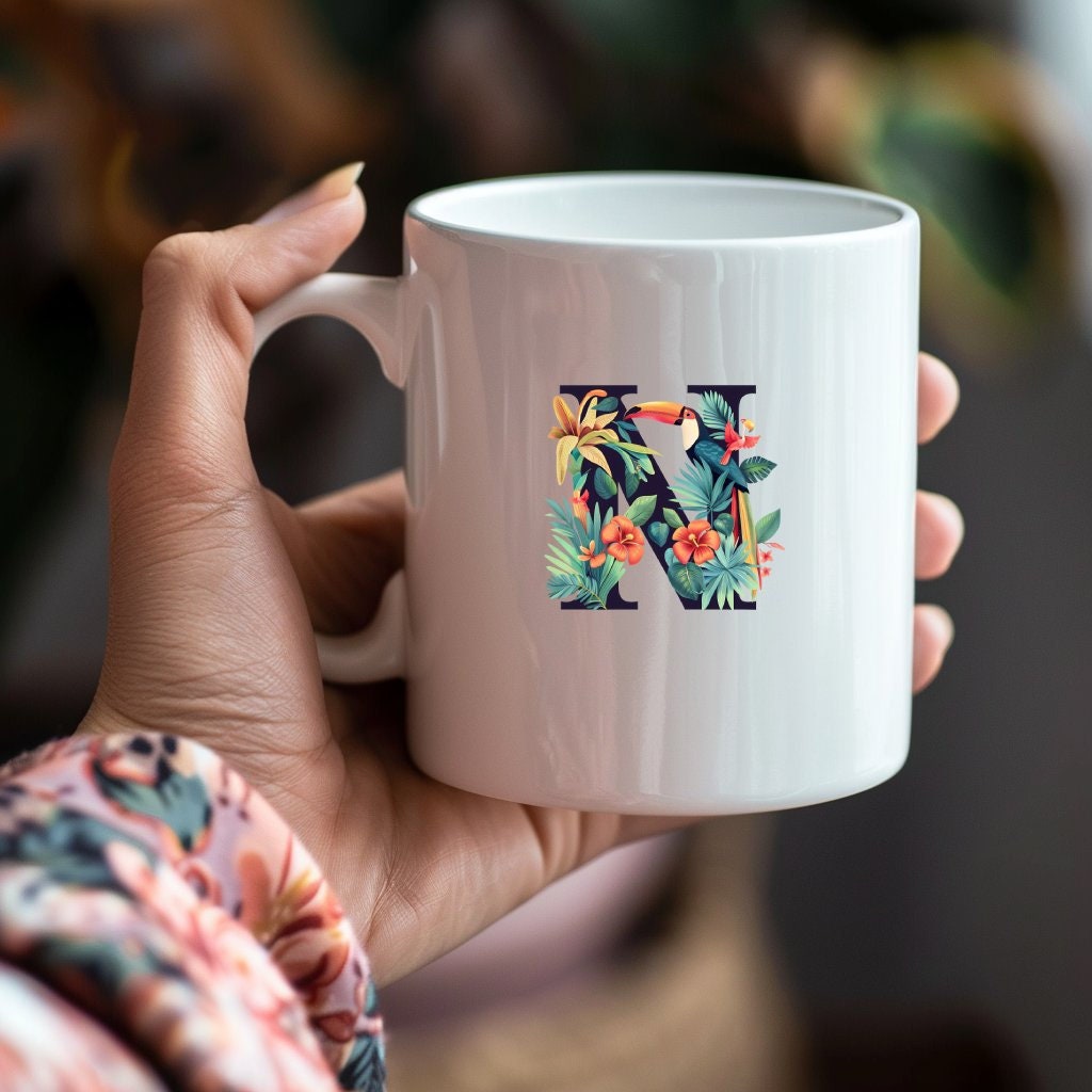 Tropical Letter N Transparent Letter Graphic Printable Art, Aesthetic ...