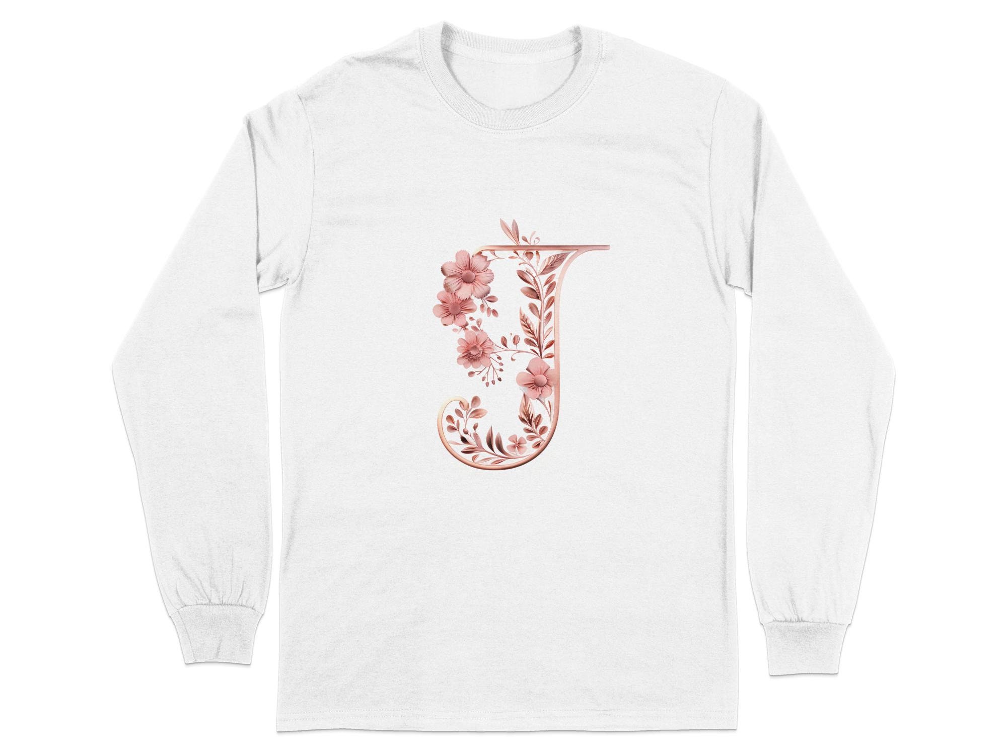 Rose Gold Floral Letter J Transparent Letter Graphic Printable Art ...