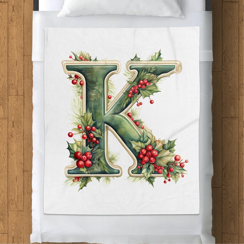 Traditional Christmas Letter K Transparent Letter Graphic Printable Art ...