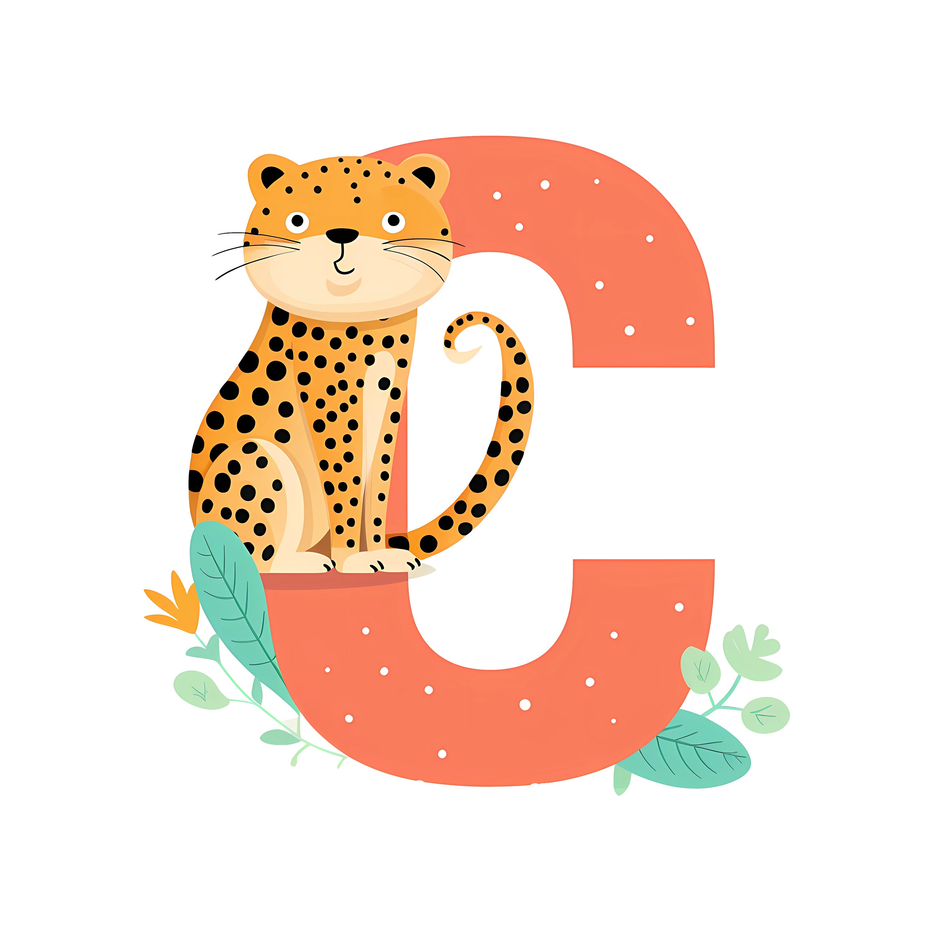 Cute Leopard Letter C Graphic Transparent Letter Graphic Printable Art ...