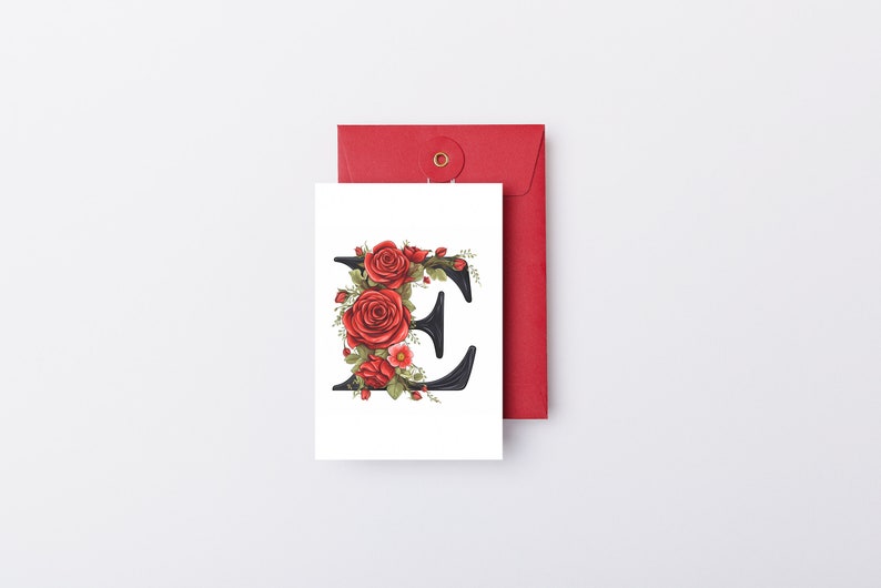 Red Roses Letter E Graphic Transparent Letter Graphic Printable Art ...