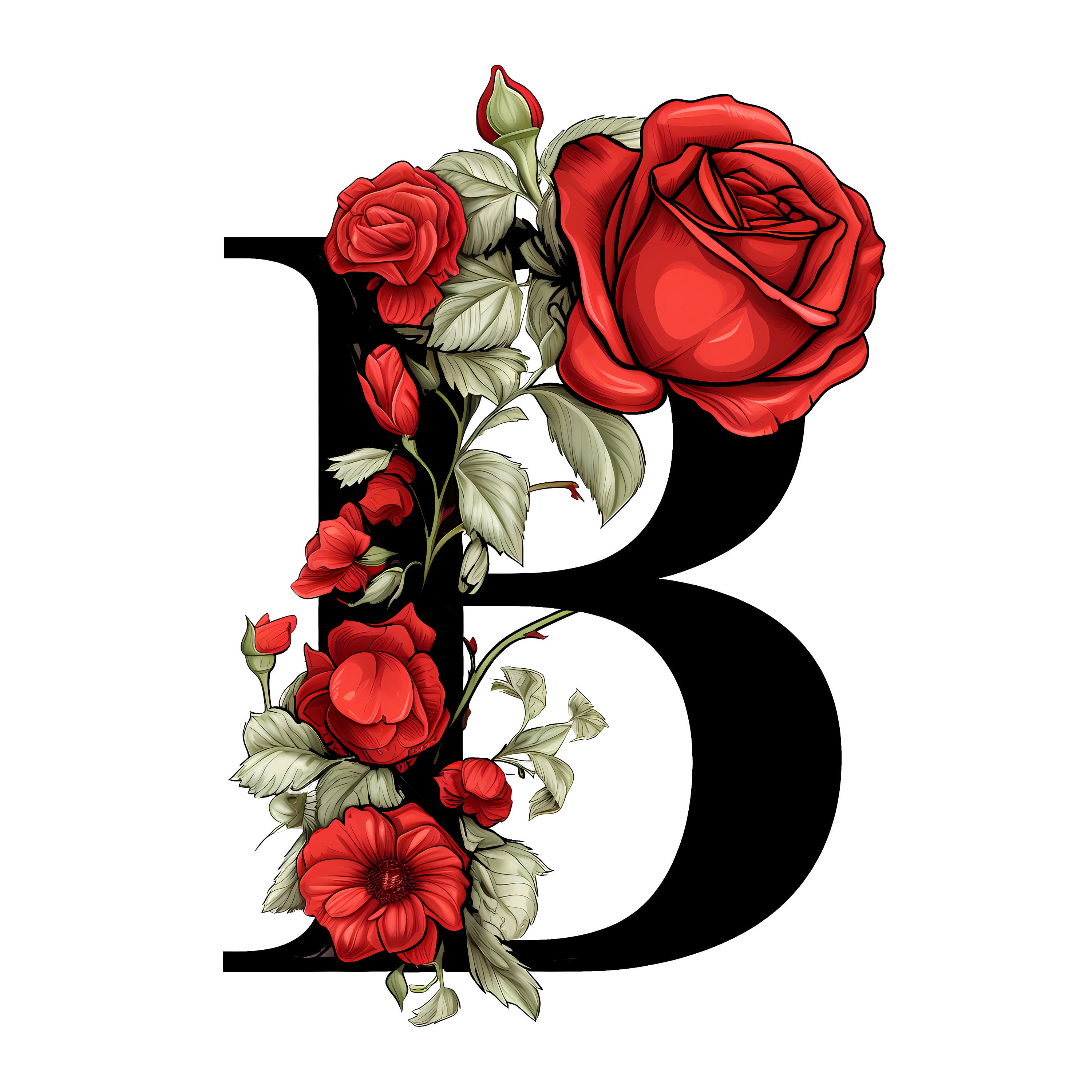 Red Roses Letter B Graphic Transparent Letter Graphic Printable Art ...