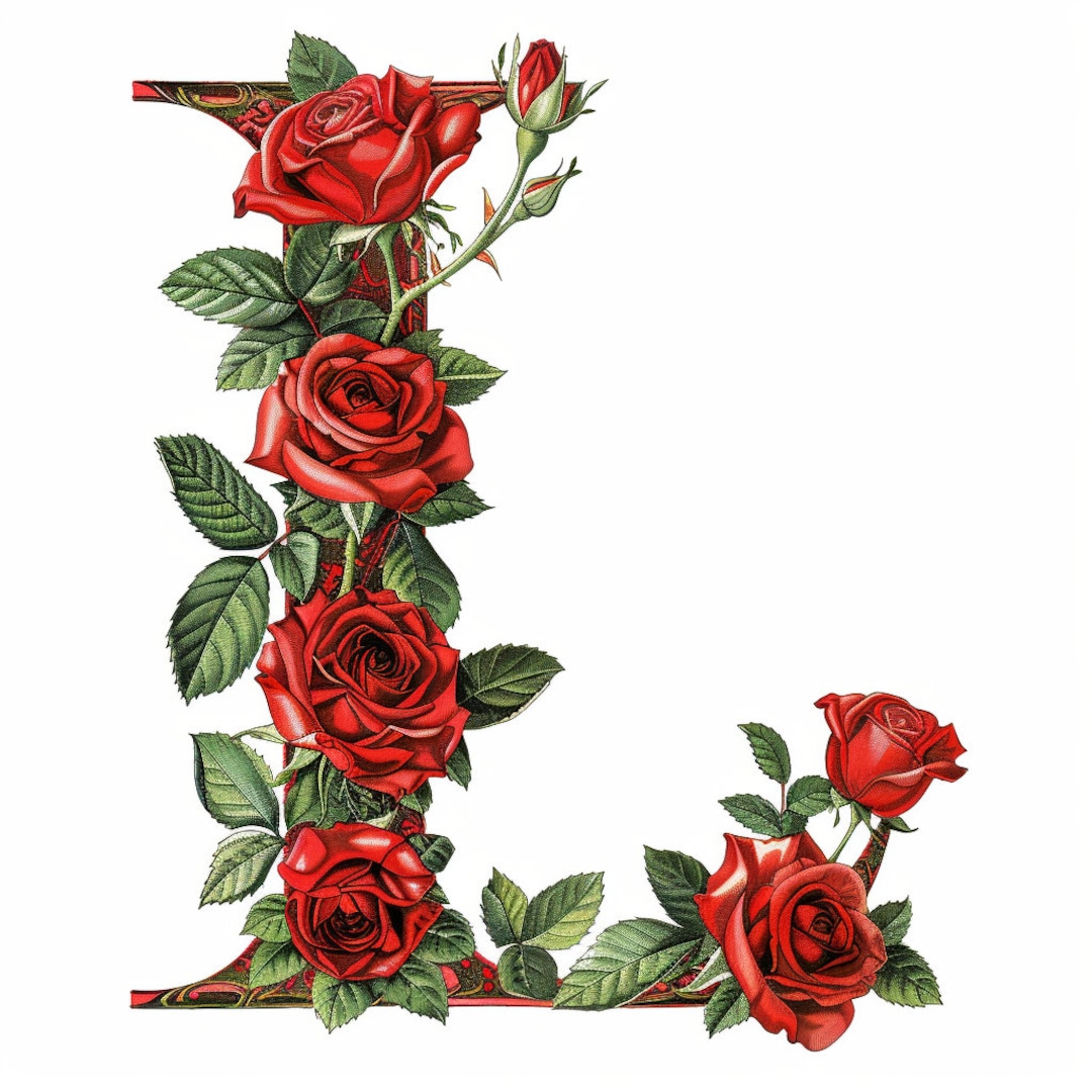 Red Roses Letter L Transparent Letter Graphic Printable Art, Aesthetic ...