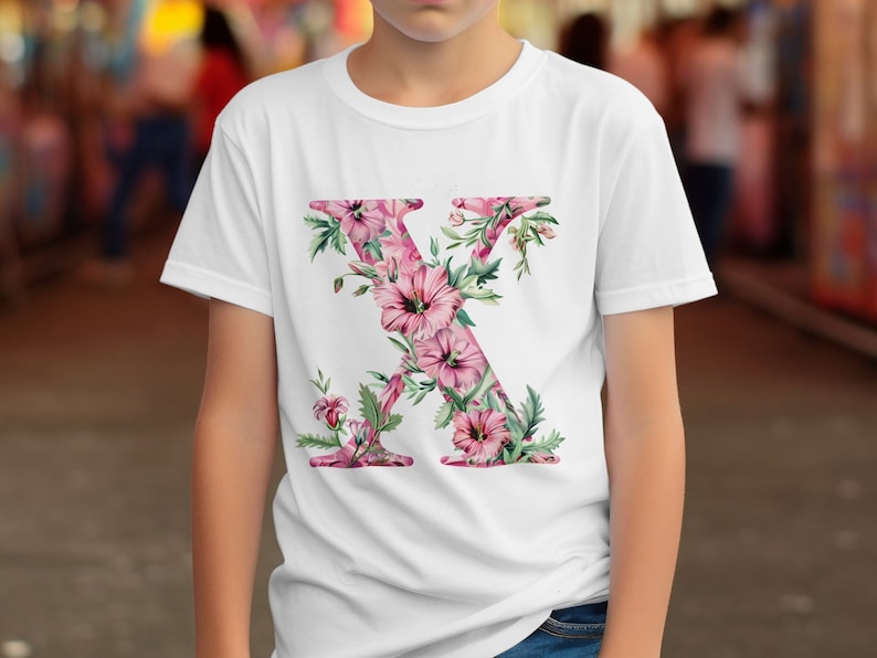 Pink Floral Letter X Transparent Letter Graphic Printable Art ...