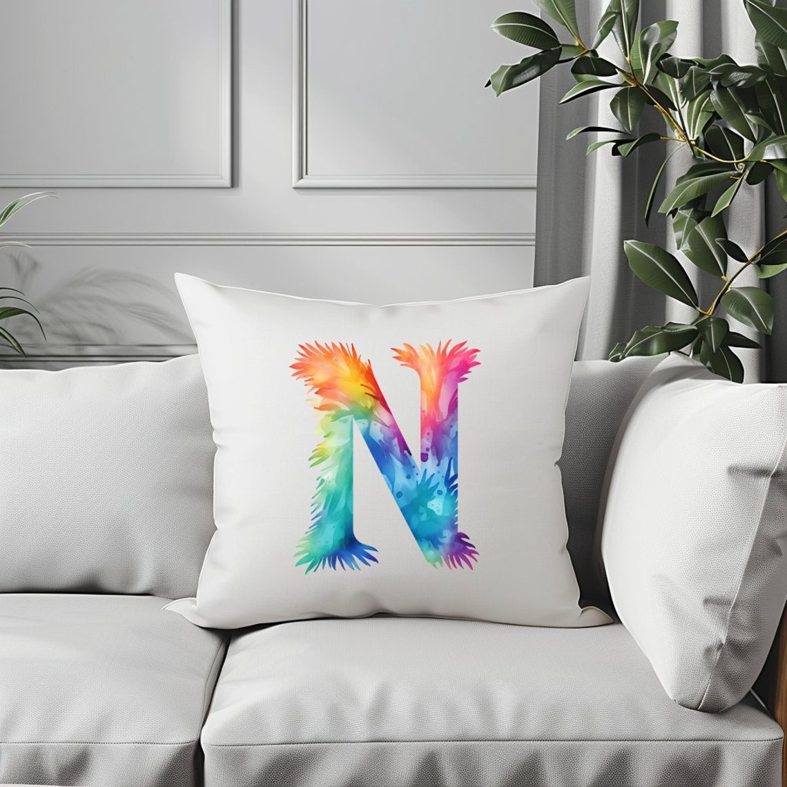 Tie Dye Letter N Transparent Letter Graphic Printable Art, Aesthetic ...
