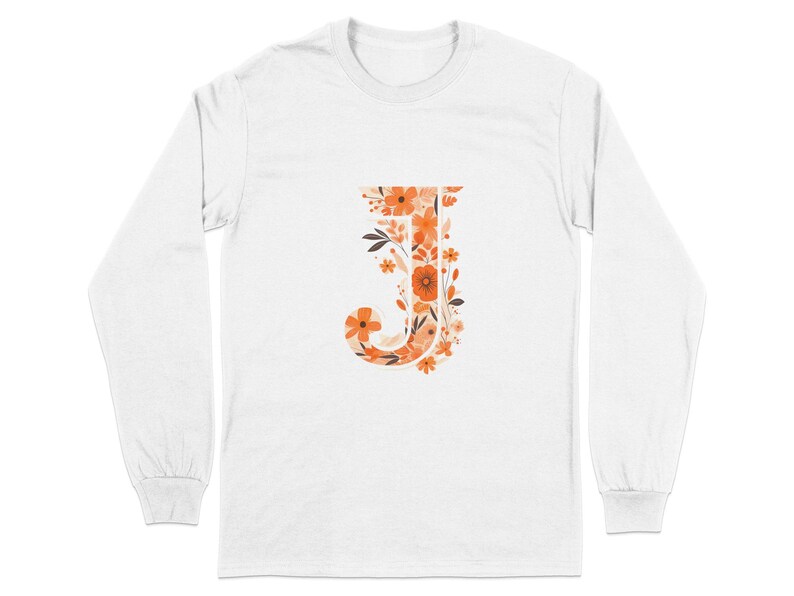 Orange Floral Letter J Transparent Letter Graphic Printable Art ...