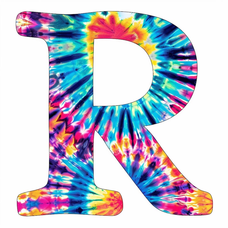 Tie Dye Letter R Transparent Letter Graphic Printable Art, Aesthetic Letter, Digital Download ...