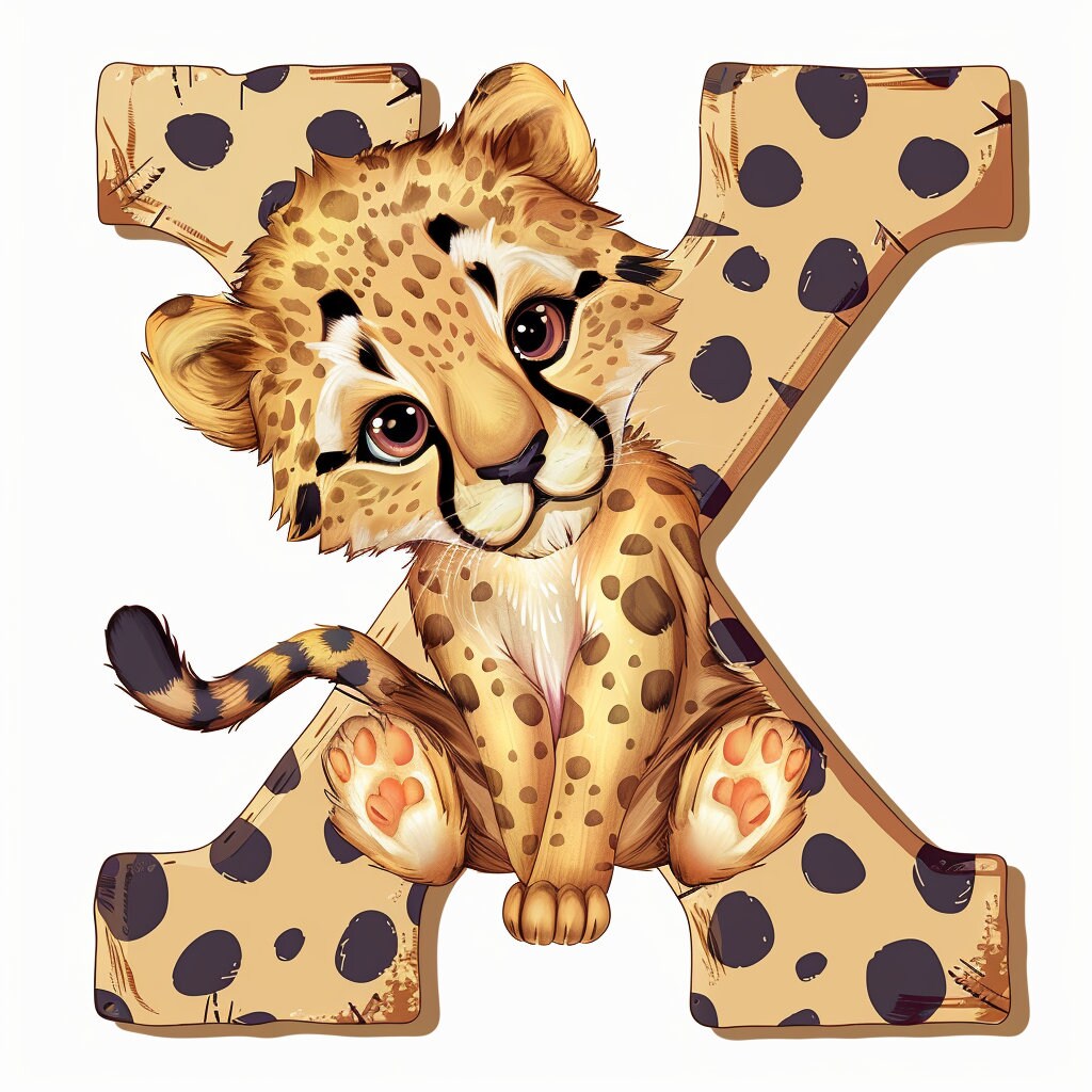 Cheetah Letter X Transparent Letter Graphic Printable Art, Aesthetic ...