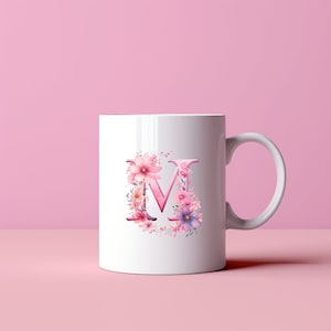 Pink Floral Letter M Graphic Transparent Letter Graphic Printable Art ...